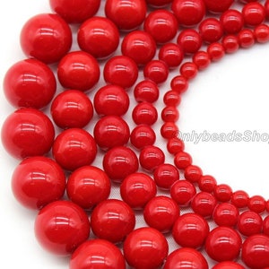 Red Crystal Round Shape Beads Healing Energy Gemstone Loose Beads DIY ...