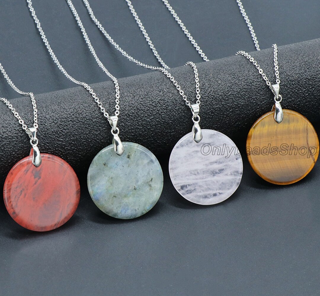 Natural Gemstone Pendants,multi-type Round Disc Gemstone Pendant ...