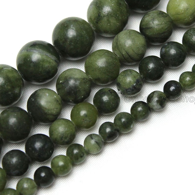 Dark Green Stone Beads - Etsy UK