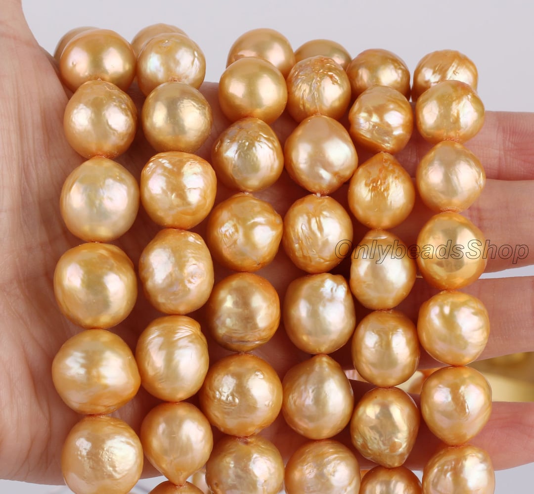 12-15MM Natural Edison Pearls, Gold Freshwater Pearls,wholesale Genuine ...