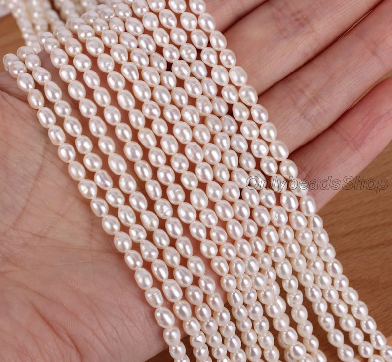Perlas pequeñas de 3,5 a 4 mm, perlas de agua dulce auténticas, perlas ...