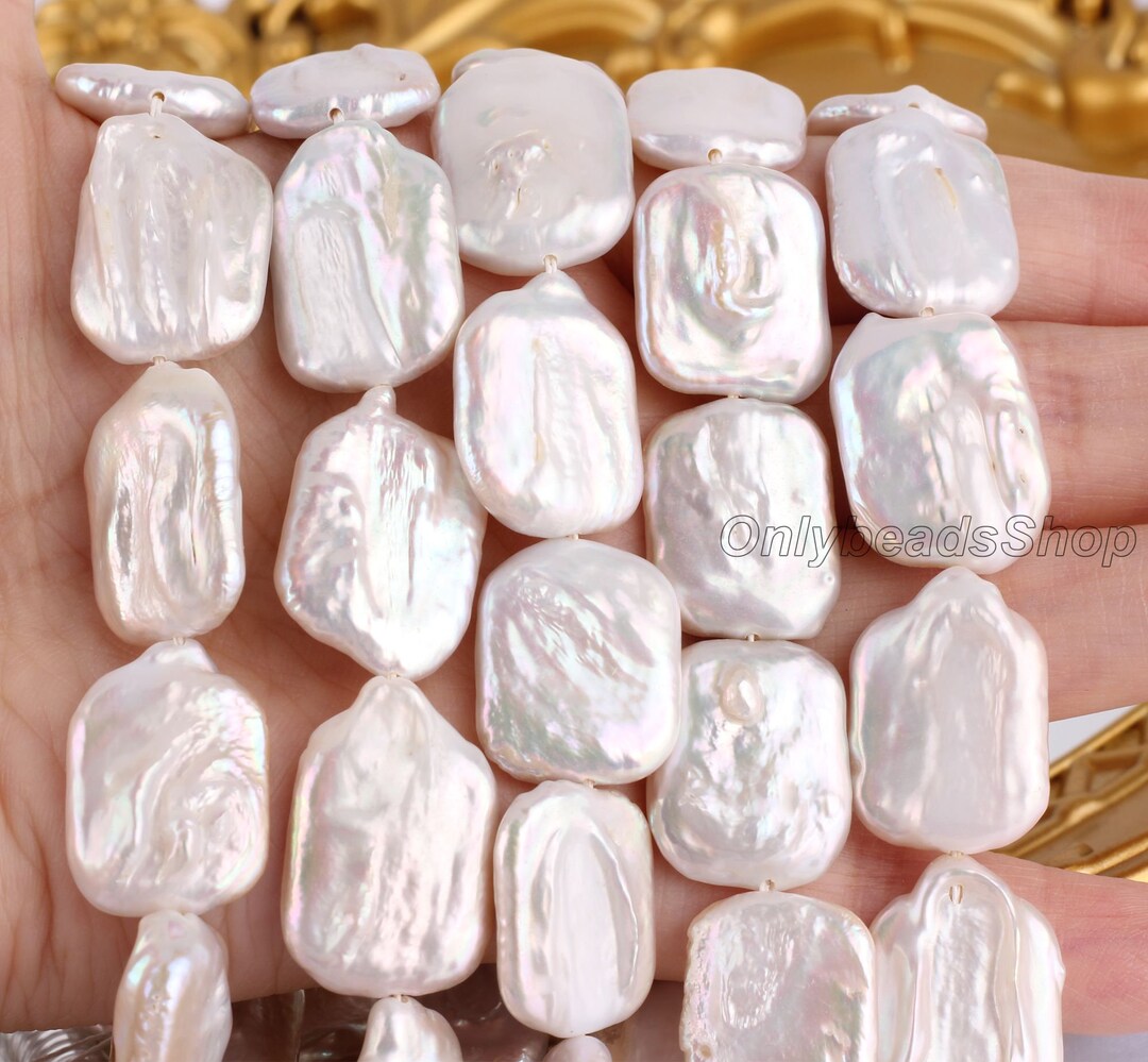 15x20mm Flat Rectangle Shape Pearl Coin Pearls,genuine White Freshwater ...