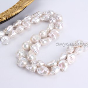 Large White Baroque Pearls Strand, White Baroque Freshwater Pearls for ...