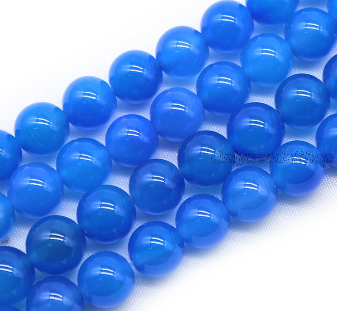 Natural Blue Agate Stone,smooth Blue Agate, Rare Fancy Agate Bead,loose ...