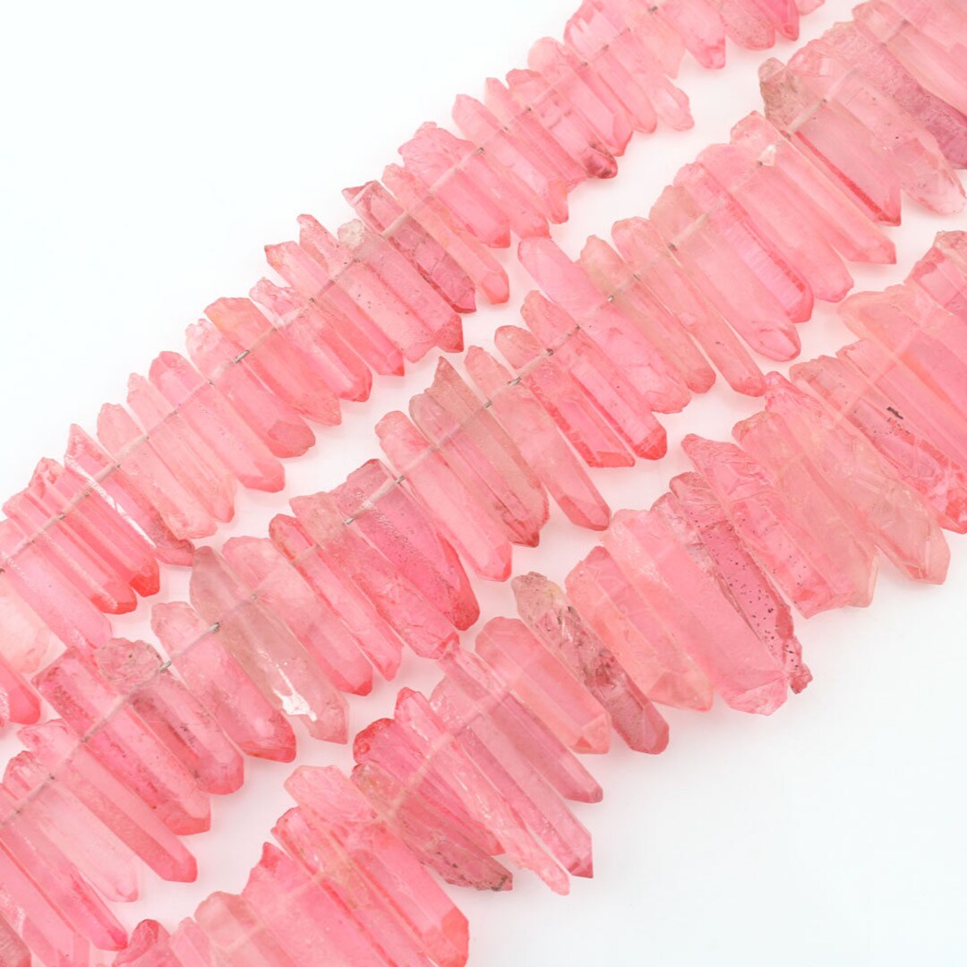 Watermelon Red Titanium Quartz, Top Drilled Long Sticks Points ...