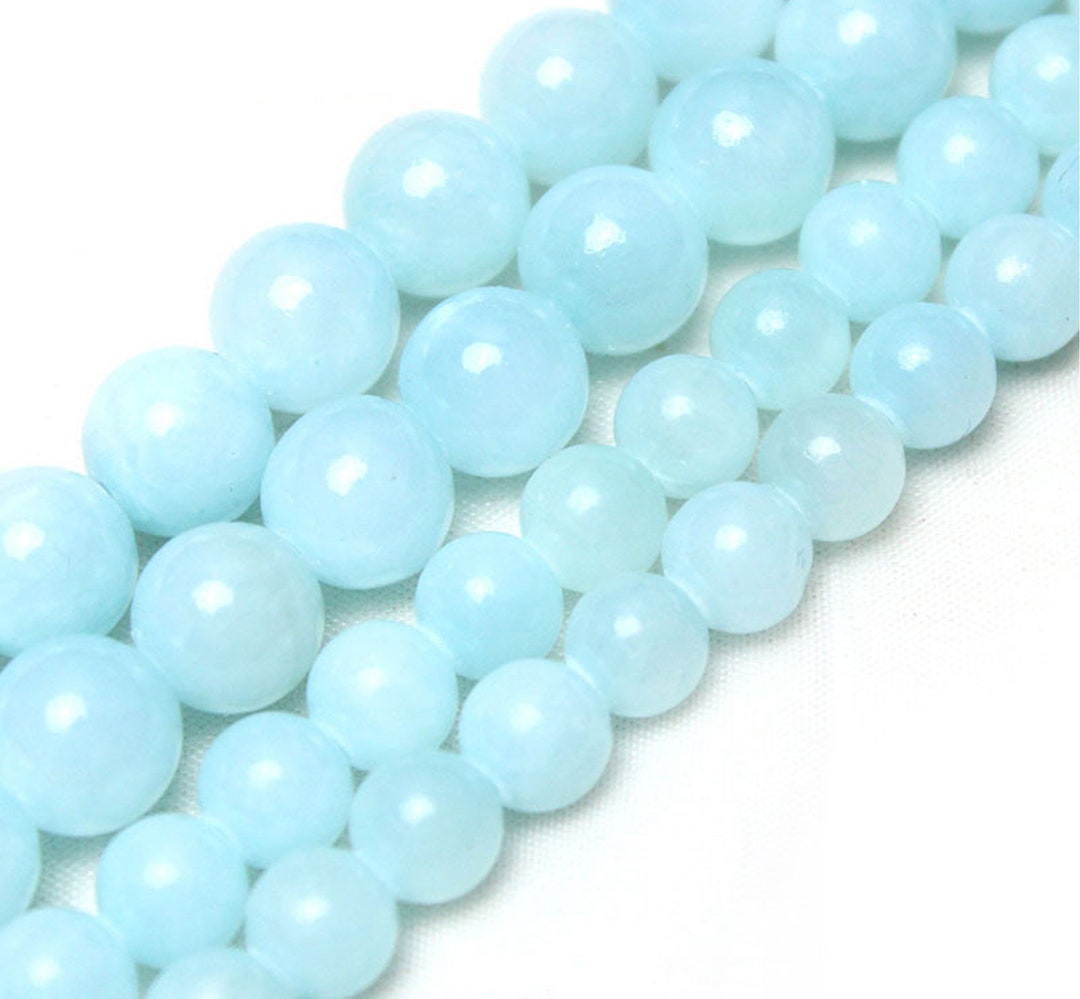 Unique Blue Jade,fresh Beautiful Beige Jade, Healing Loose Jade Strand ...
