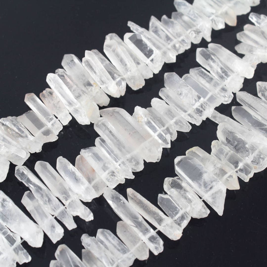 Natural White Quartz Crystal Point Beads, Rough Crystal Stick Quartz ...