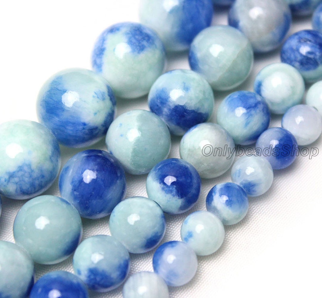 Blue and White Porcelain Color Persian Jade Beads,grade AAA Round ...