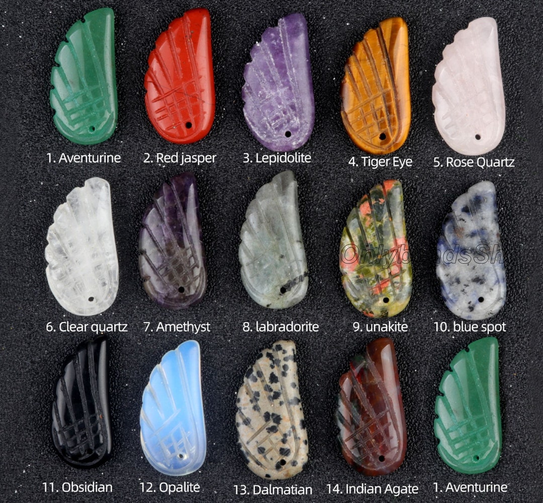 Natural Angel Wings Gemstone,mini Carved Gemstone Pendant,healing Wings ...