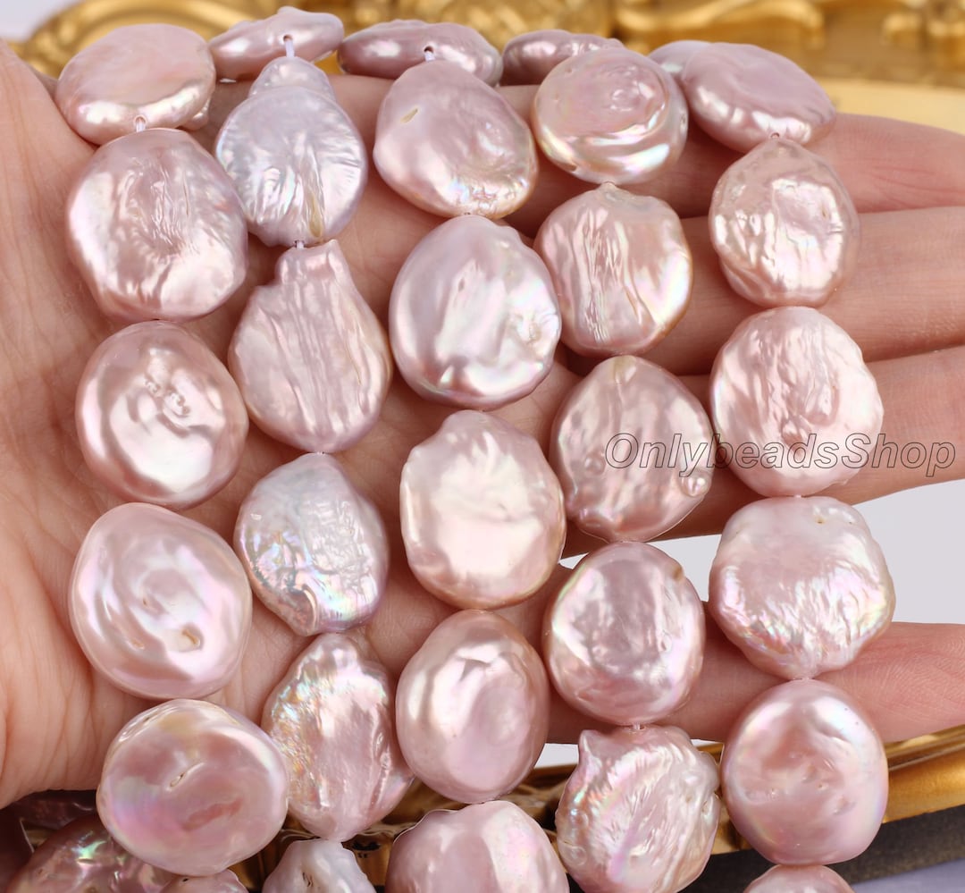 17-18x18-20mm Flat Round Natural Pink Freshwater Pearls,loose Coin ...