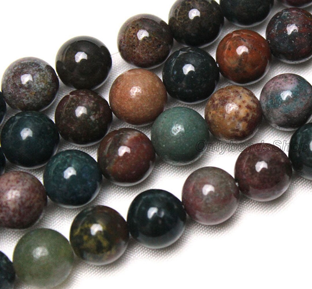 8mm Unique India Heliotrope Bloodstone Beads,beautiful Colorful ...