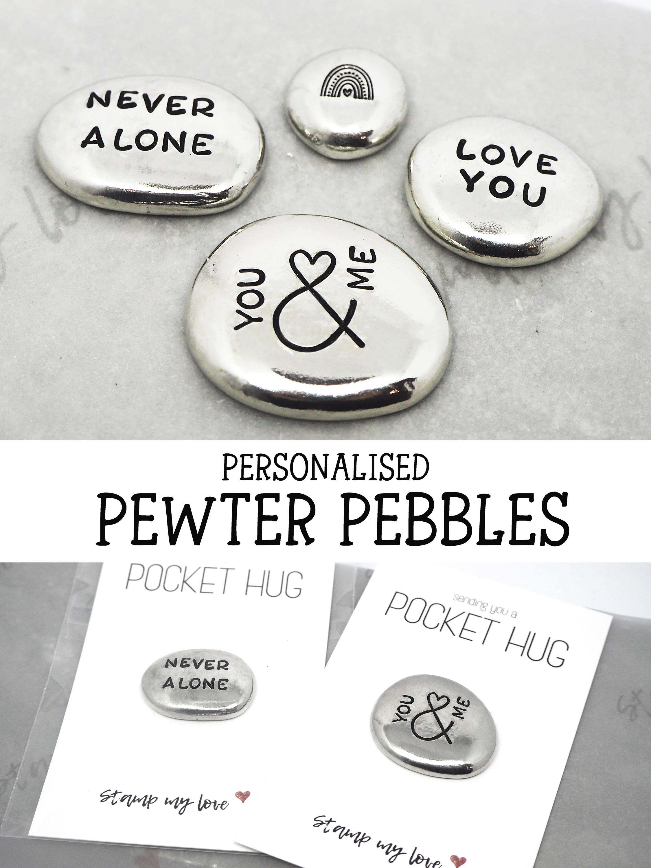 Personalised Pewter Pebble, Pocket Hug, Hand Stamped, Worry Stone, Long ...