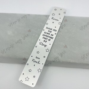 Personalised Teacher Bookmark, Hand Stamped Metal Book Mark, Book Lover ...