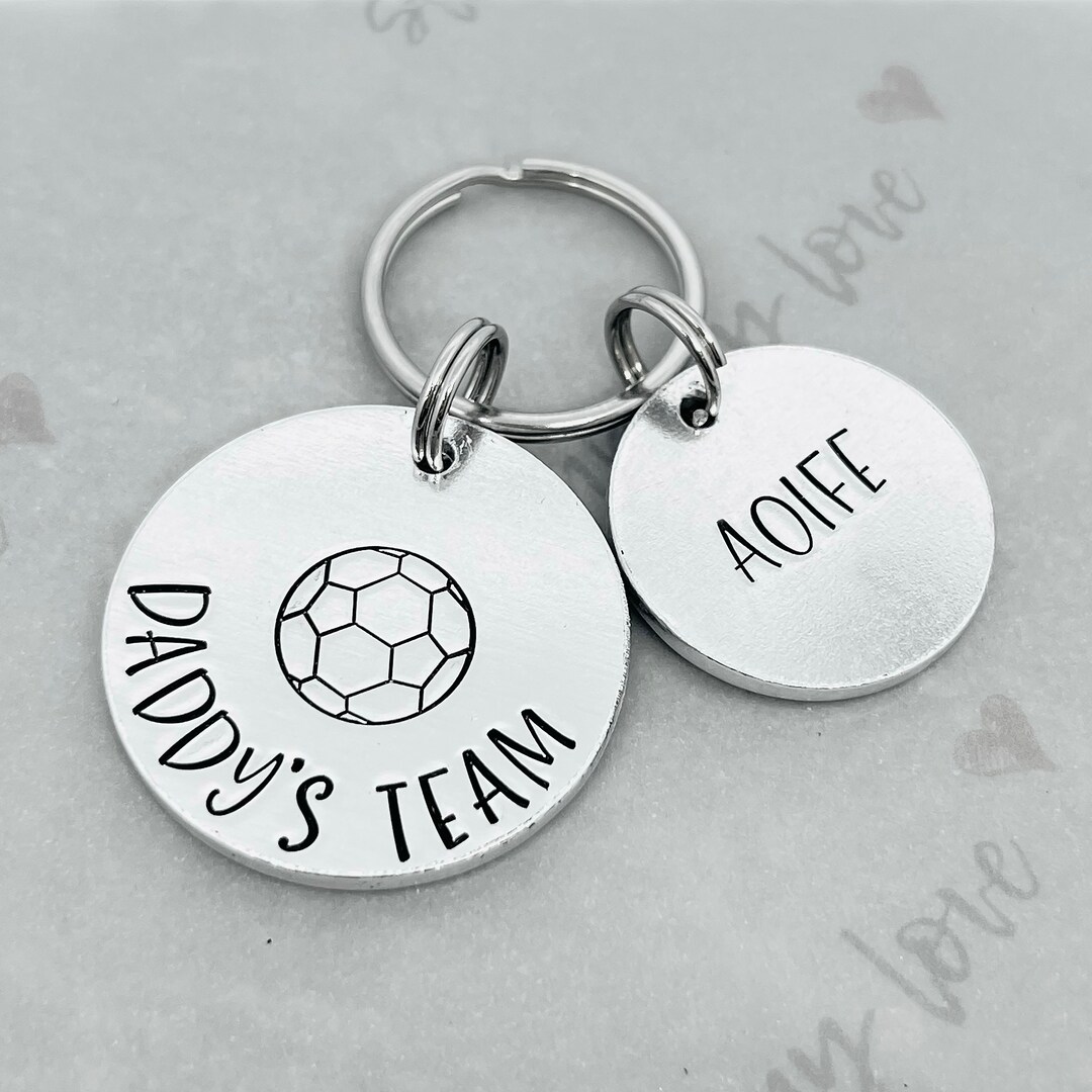 Personalised Daddy’s Team Keyring, Custom Name Tag Keychain, Football ...