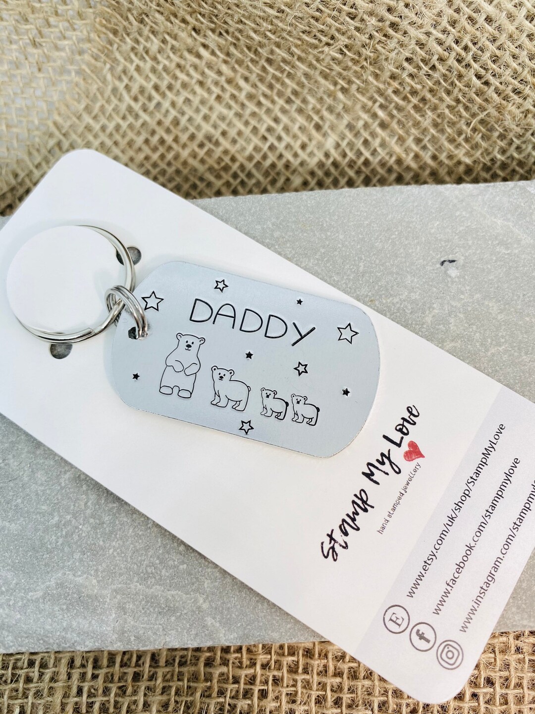 Bear Keyring Daddy Mummy Personalised Fathers Day Mothers Day Hand ...