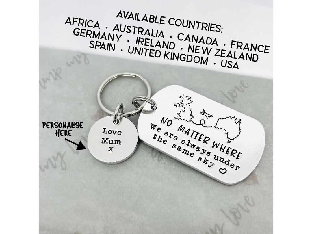 No Matter Where Gift Always Under the Same Sky Keyring Friendship Over ...
