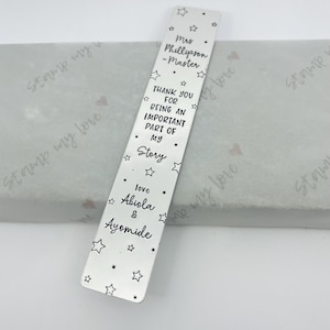 Personalised Teacher Bookmark, Hand Stamped Metal Book Mark, Book Lover ...