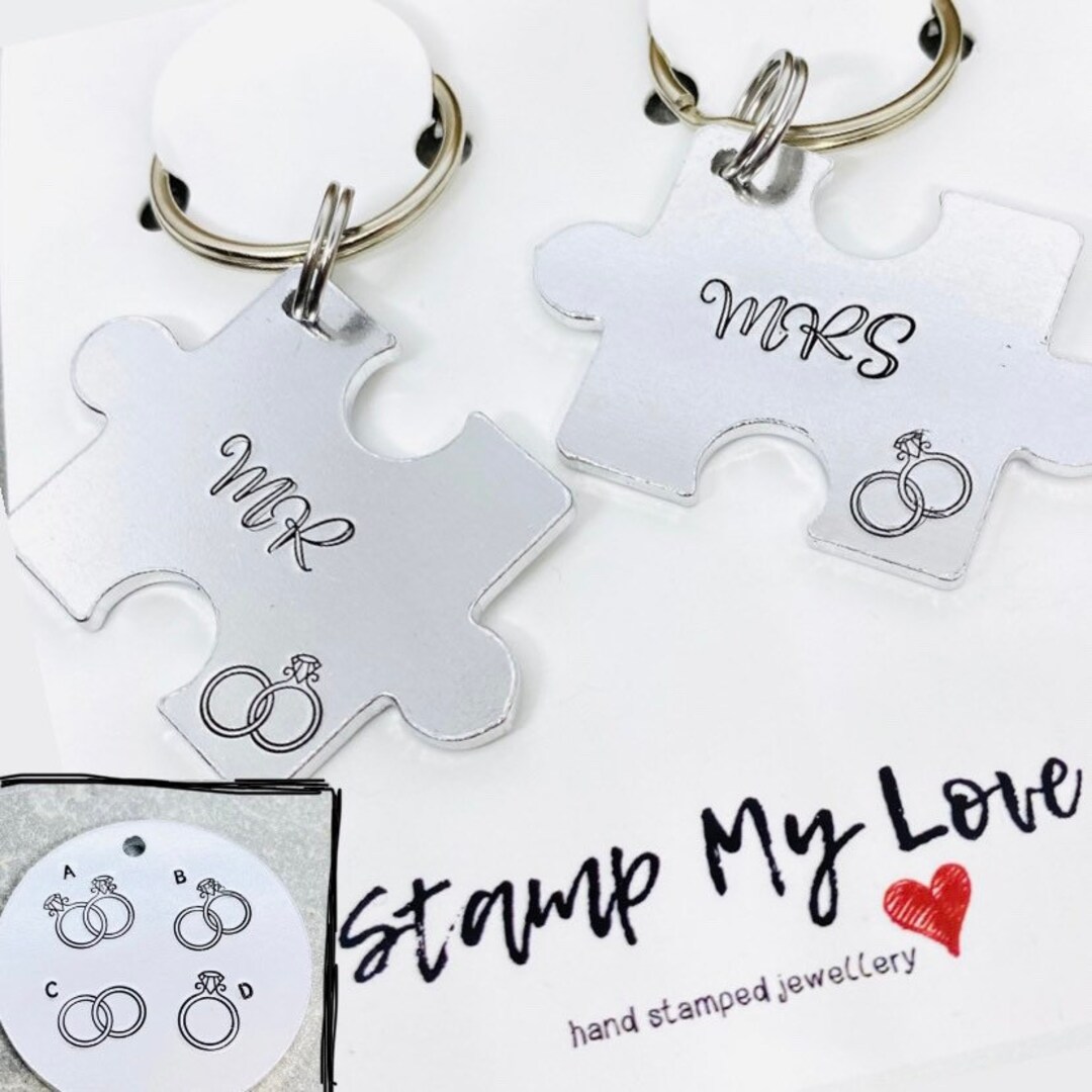 Personalised Puzzle Piece Interlocking Keyring Hand Stamped - Etsy