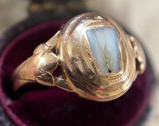 Antique Victorian Ridged Dome Milk Tooth Ring in 18k Gold, Milk Teeth ...