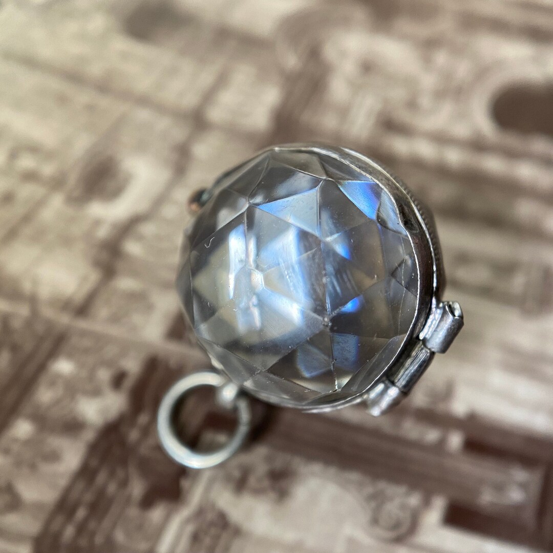 Antique Victorian Faceted Rock Crystal Locket in Silver C. 1890, Pool ...