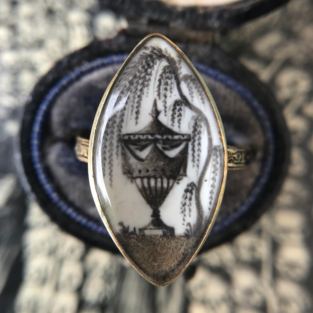 Antique Georgian Mourning Sepia Urn Ring With Macerated Hair - Etsy