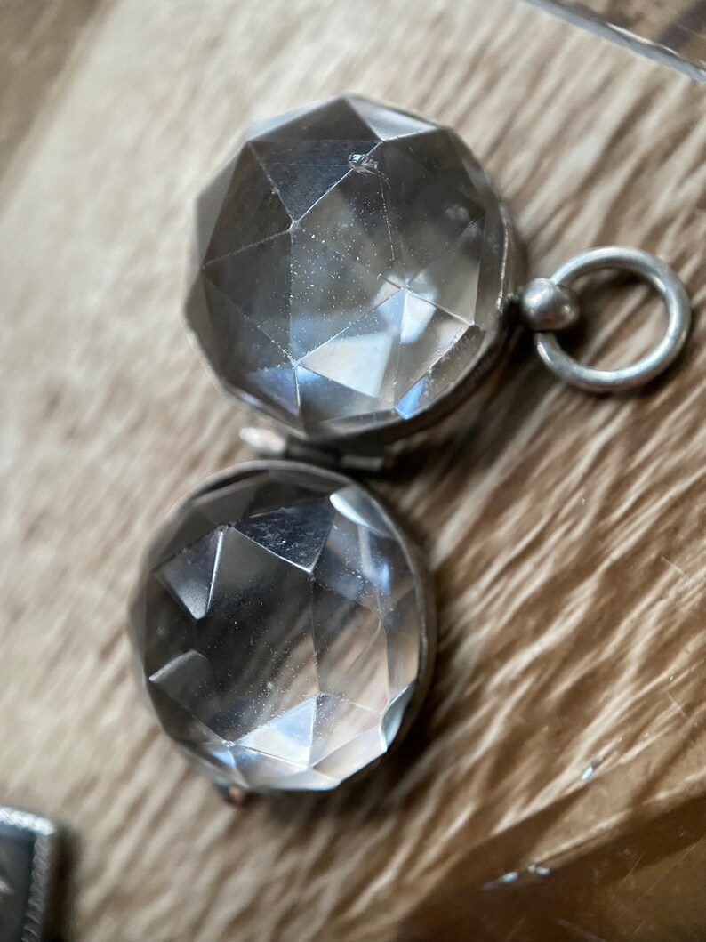 Antique Victorian Faceted Rock Crystal Locket in Silver C. 1890, Pool ...