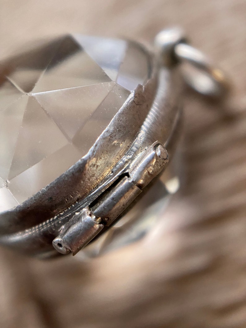 Antique Victorian Faceted Rock Crystal Locket in Silver C. 1890, Pool ...