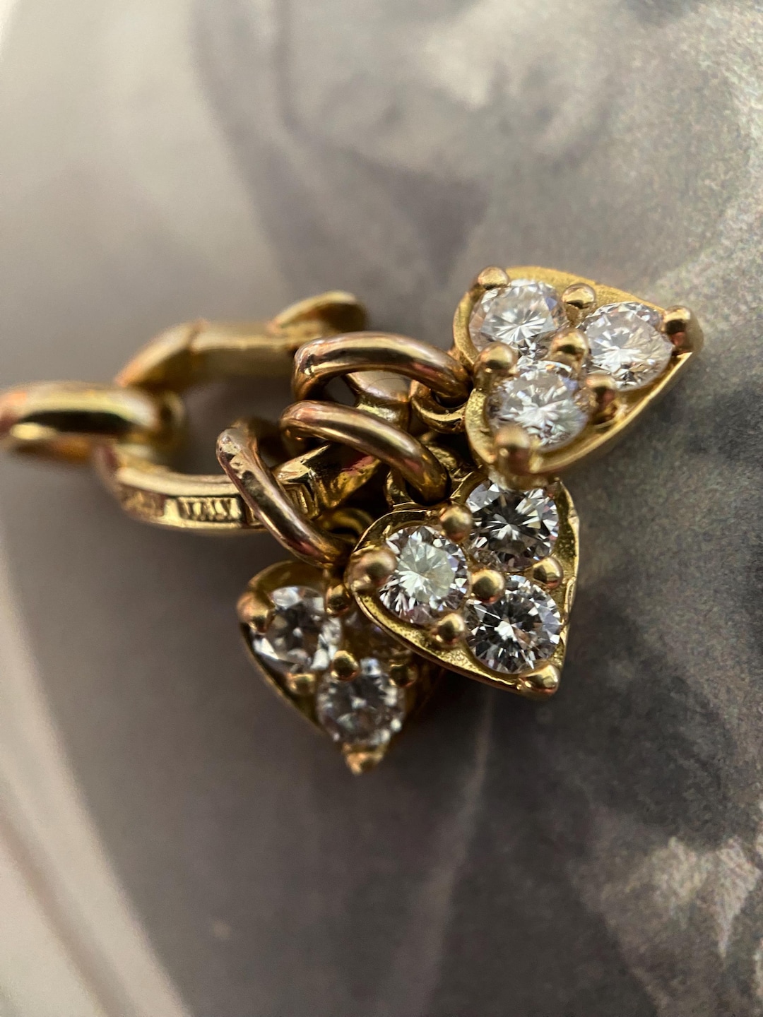 Estate Diamond Set Heart Micro Charms in 18k Gold, .2-.3 Carats ...