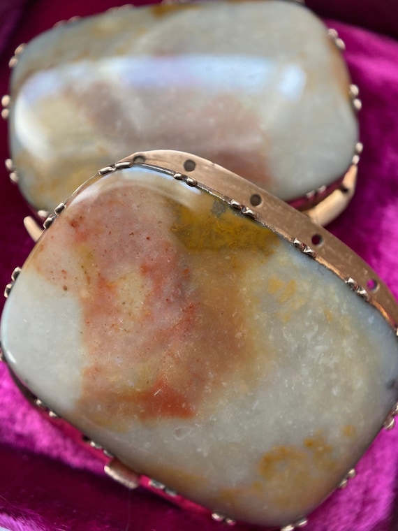 Antique Georgian Pair of Large Rectangular Agate Brac… - Gem