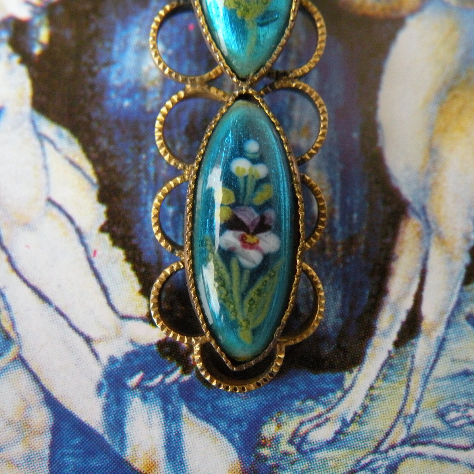 Victorian Iridescent Blue Enameled Cross Pendant Brooch Pin - Etsy