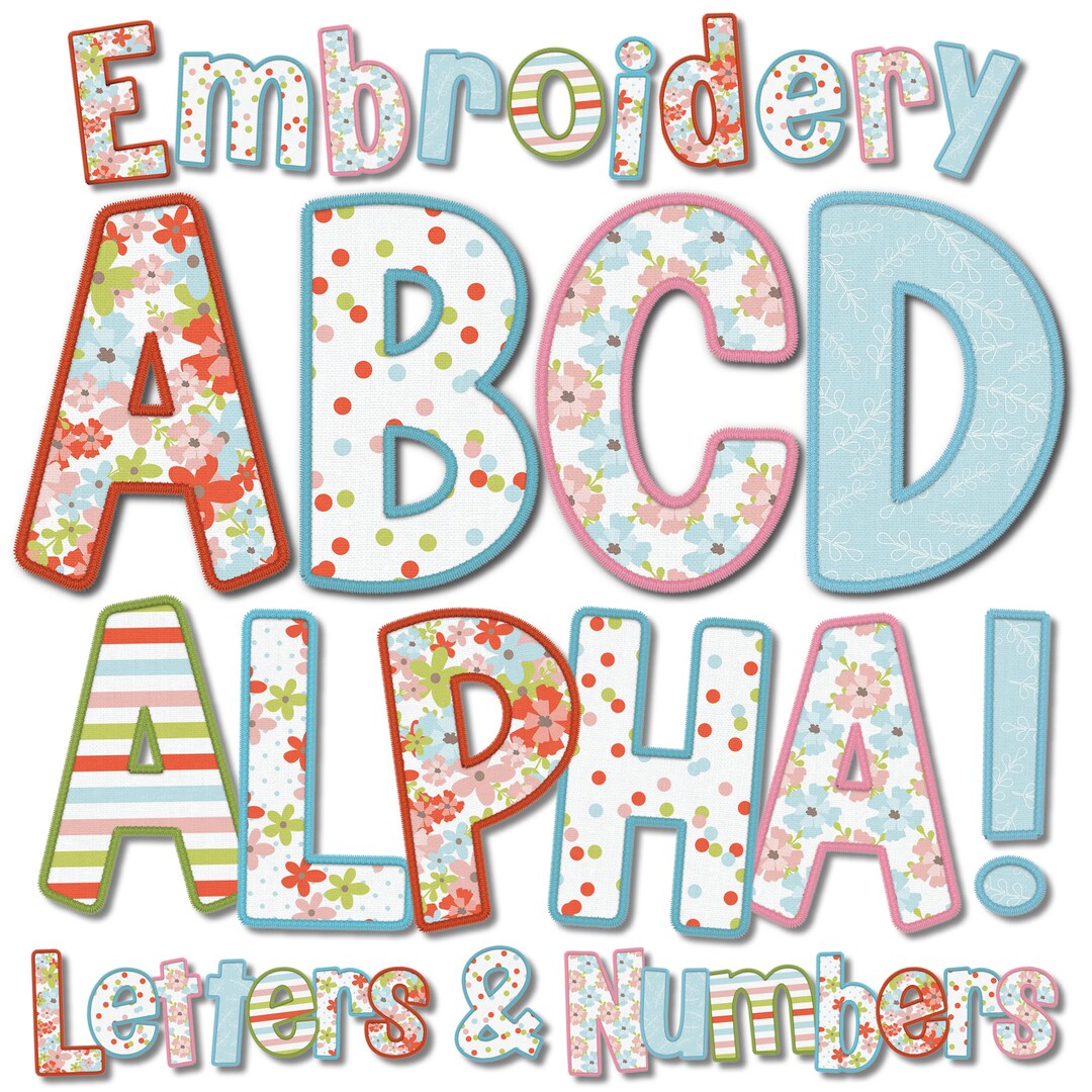 Faux Embroidery Alphabet PNG, Faux Embroidery Letters PNG, Spring ...