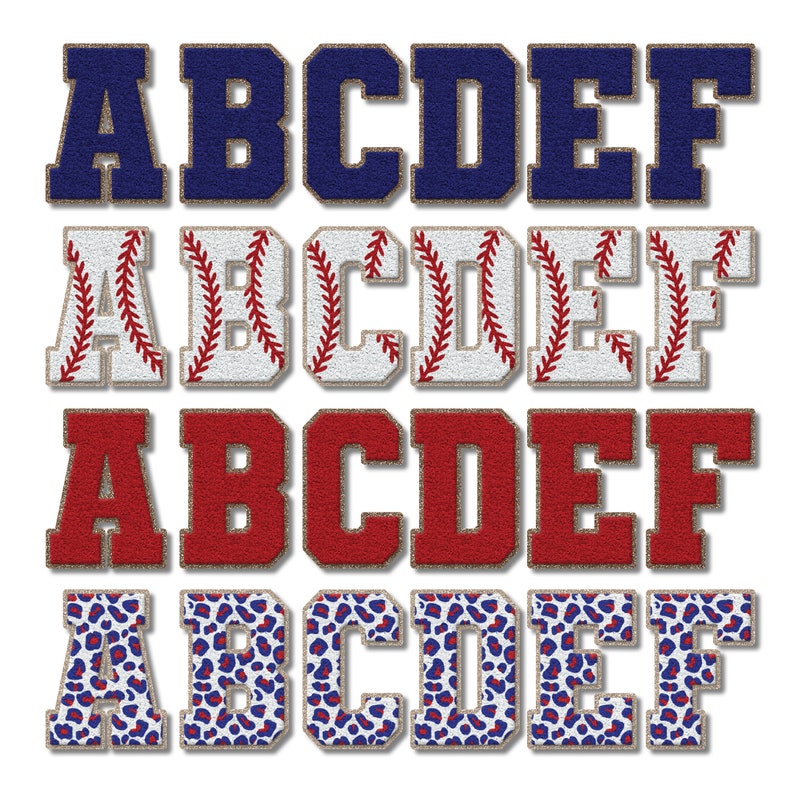 Faux Chenille Letters PNG Bundle, Baseball Leopard Varsity Letters ...