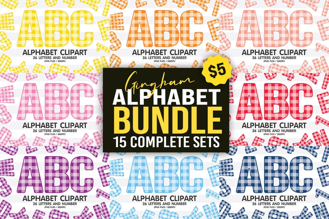 Gingham Pattern Alphabet Sublimation Clipart PNG, Number & A-Z Upper ...