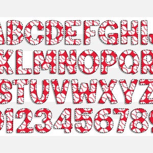 Baseball Doodle Alphabet Sublimation Clipart PNG, Number & A-Z Upper ...