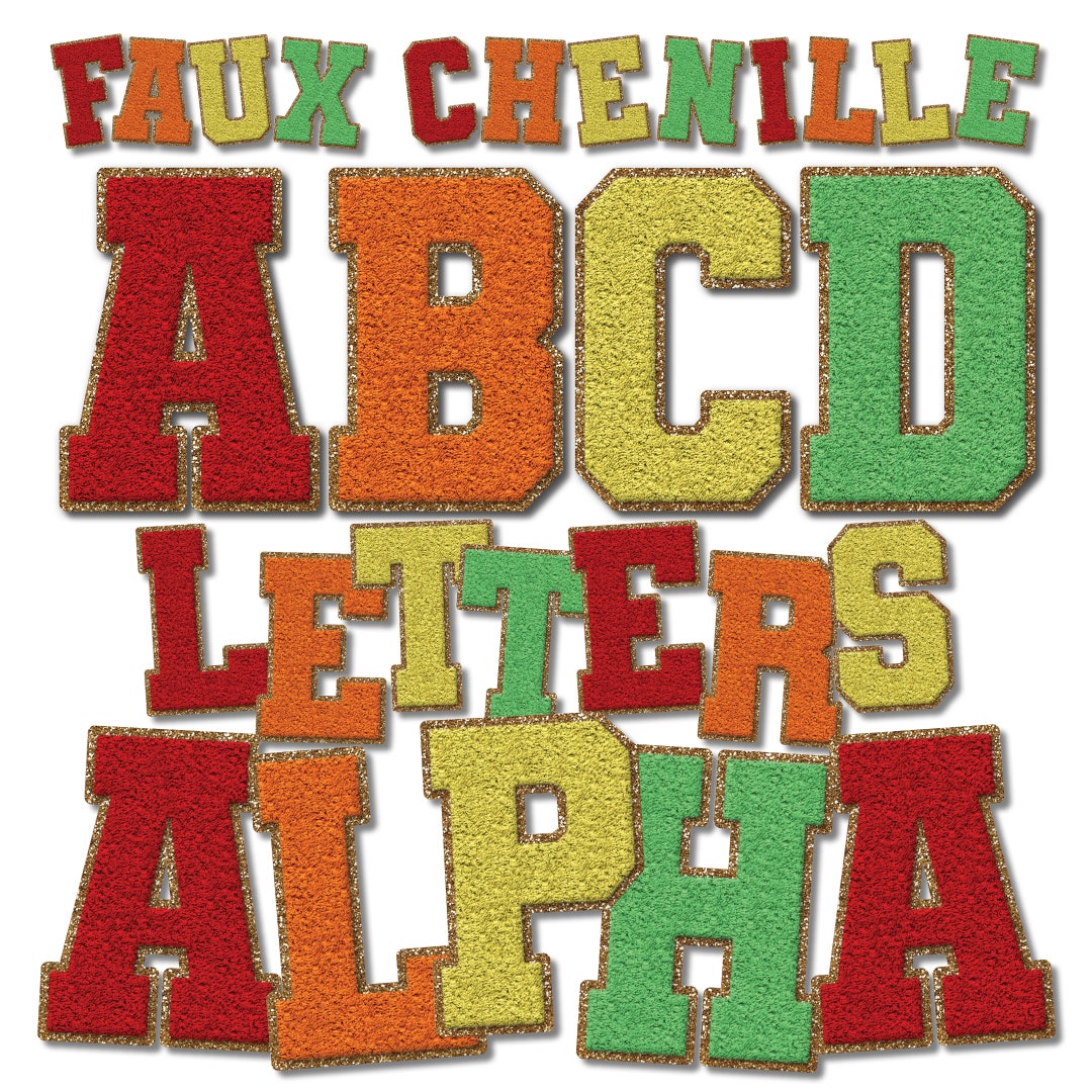 Faux Chenille Letters Png Bundle, Chenille Varsity Letters Png Alphabet ...