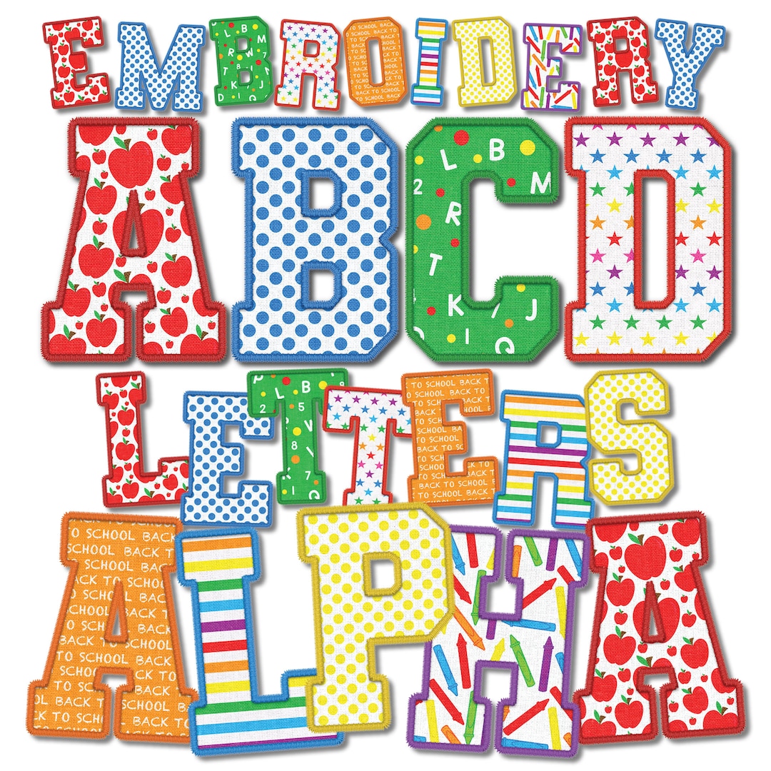 Faux Embroidery Letters PNG, Faux Embroidery Alphabet PNG, Varsity ...