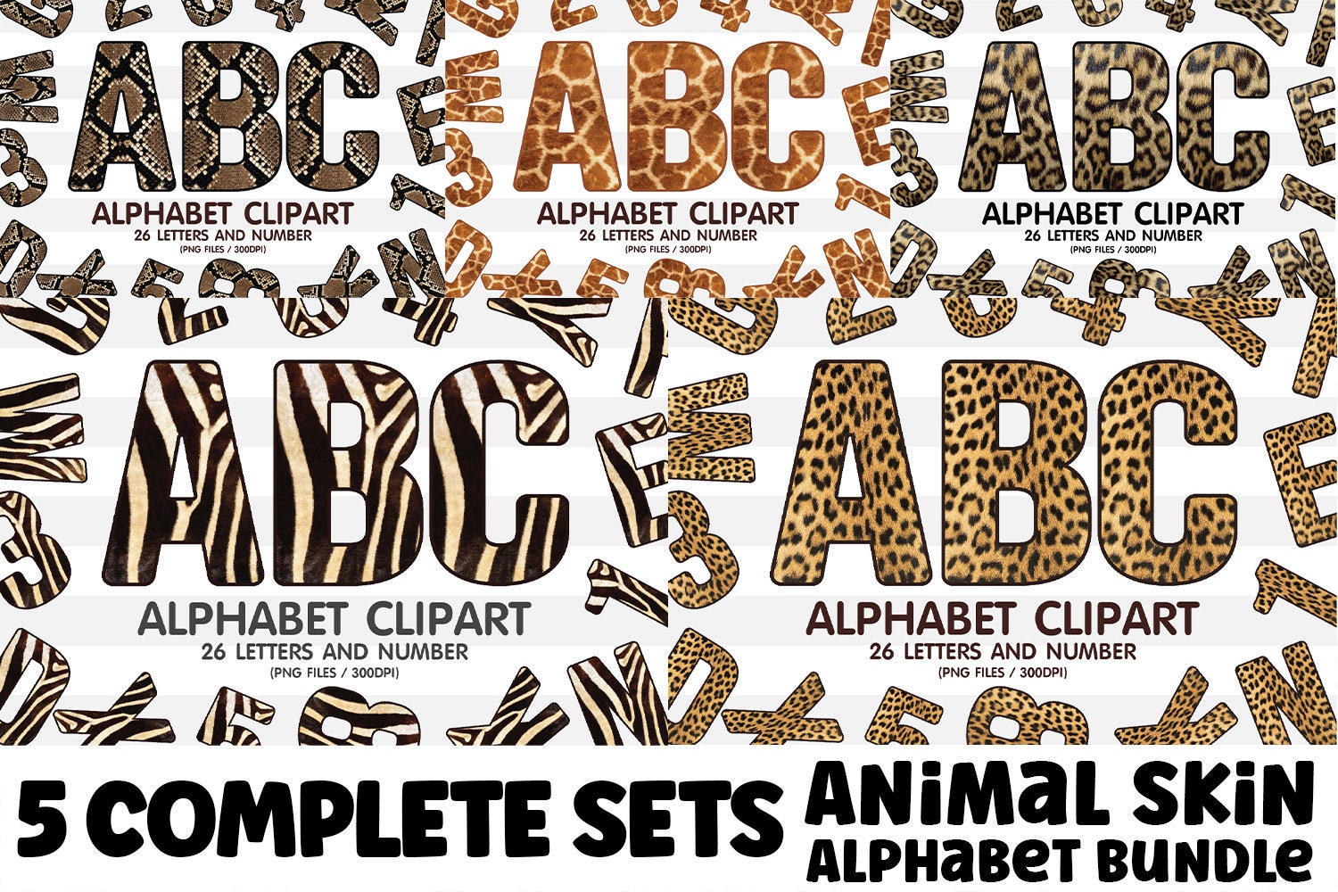 Safari Animal Skin Texture Alphabet Sublimation Clipart PNG - Etsy ...