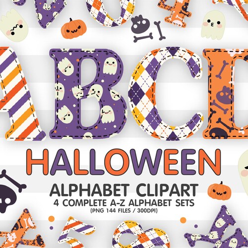Halloween Letters Clipart Bundle Png Doodle Letters Png - Etsy