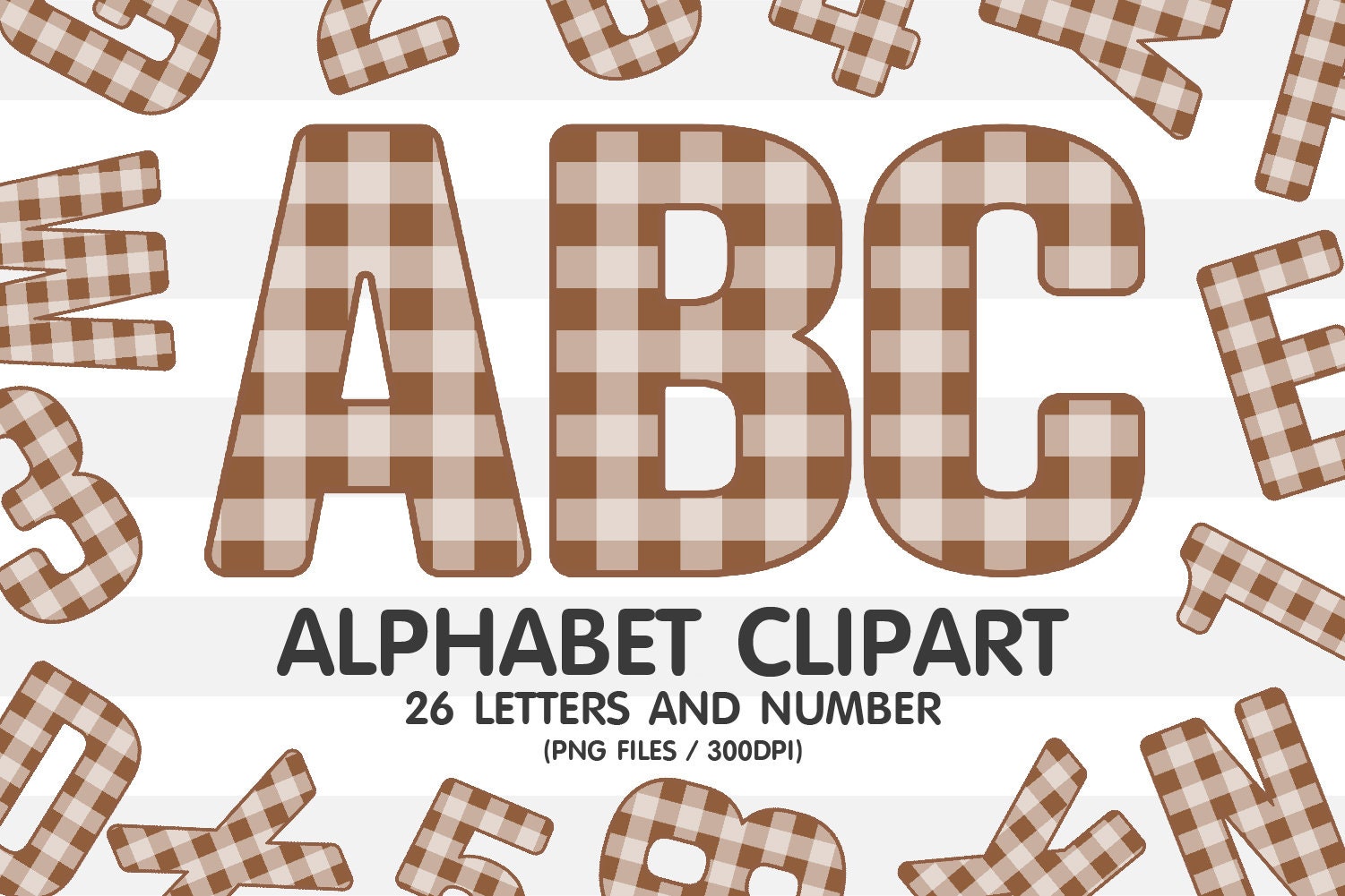 Gingham Pattern Alphabet Sublimation Clipart PNG, Number & A-Z Upper ...