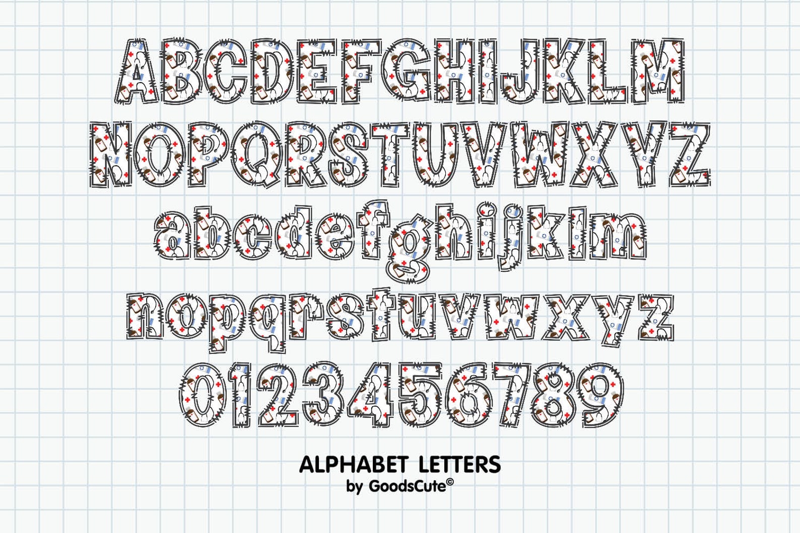 Paramedic Doodle Alphabet Letters Sublimation Clipart PNG, Number & A-Z ...