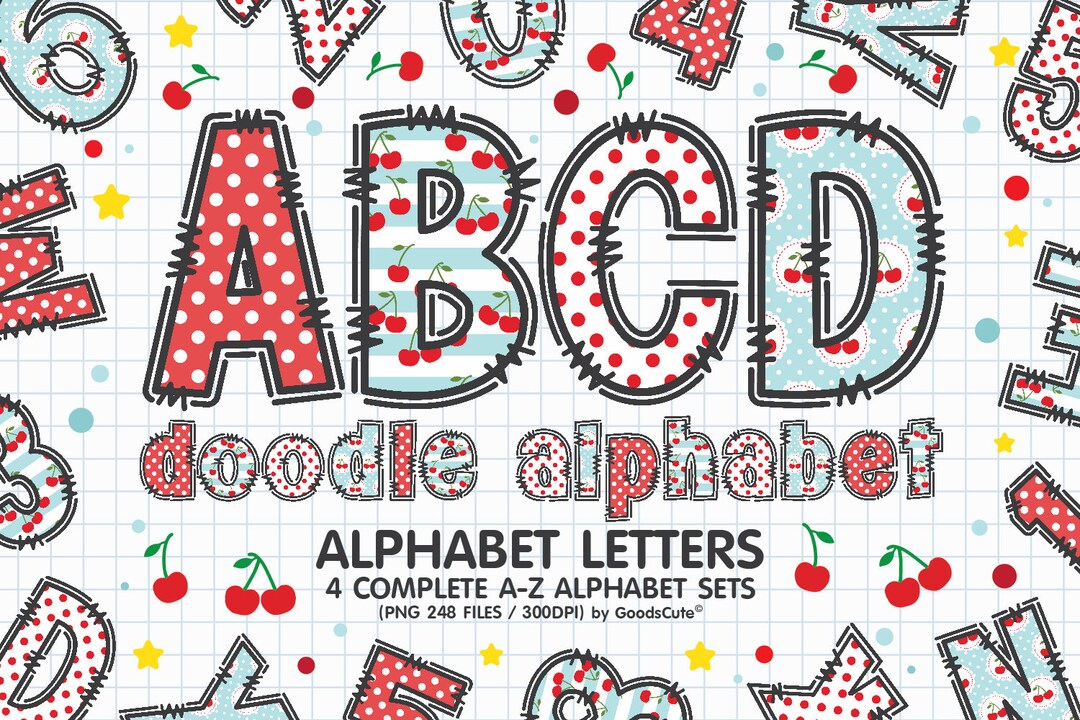 Cherry Alphabet Sublimation Clipart PNG, Number & A-Z Uppercase and ...