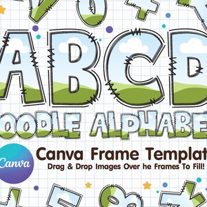 Canva Doodle Letter Alphabet Frame Template Design, Drag and Drop ...