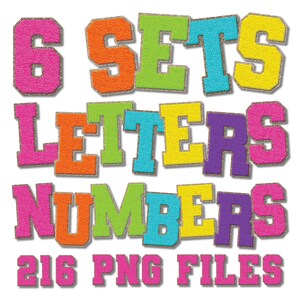 Faux Chenille Letters PNG Bundle, Varsity Letters Neon Alphabet Clipart ...