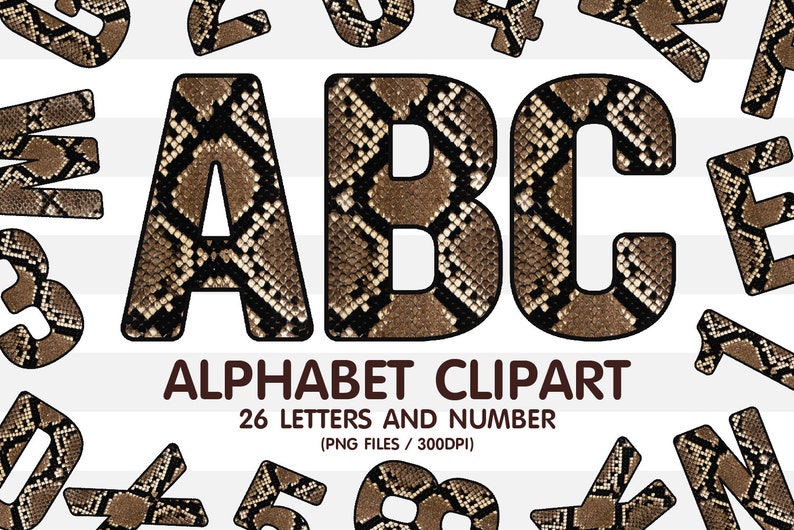 Safari Animal Skin Texture Alphabet Sublimation Clipart PNG, Number & A ...