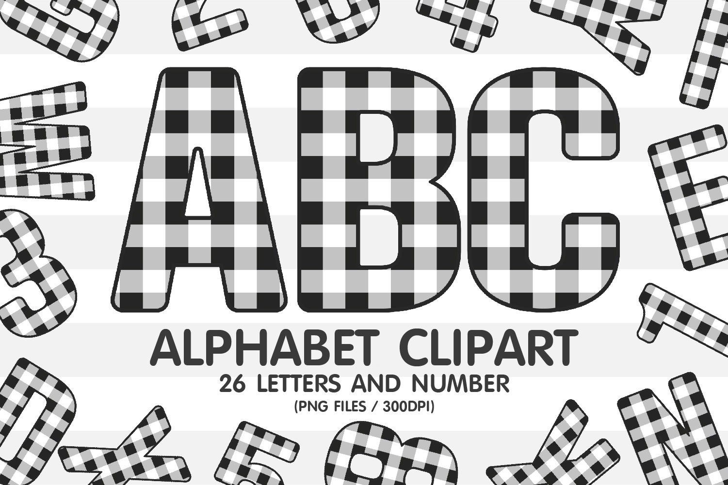 Gingham Pattern Alphabet Sublimation Clipart PNG Number & A-Z | Etsy