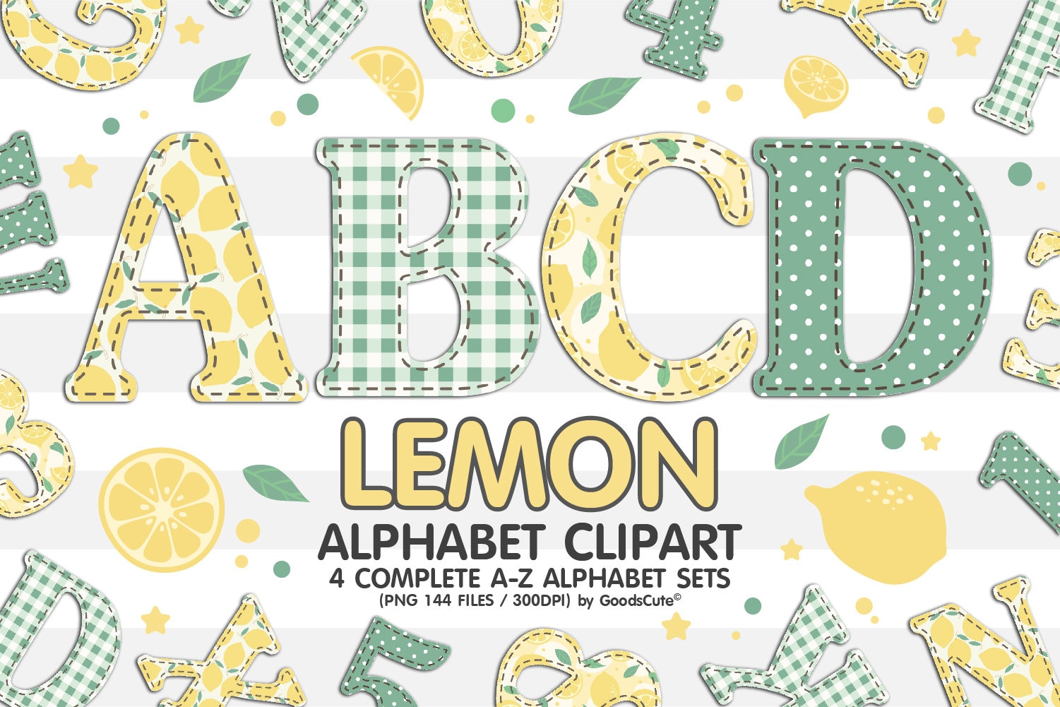 Lemon Doodle Alphabet Sublimation Clipart PNG Number & A-Z - Etsy