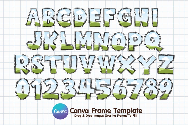 Canva Doodle Letter Alphabet Frame Template Design Drag and - Etsy