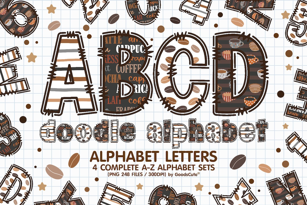 Coffee Alphabet Sublimation Clipart PNG, Number & A-Z Uppercase and ...