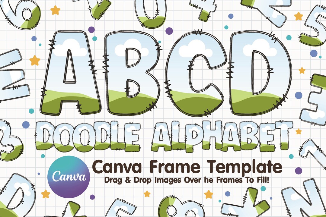 Canva Doodle Letter Alphabet Frame Template Design, Drag and Drop ...