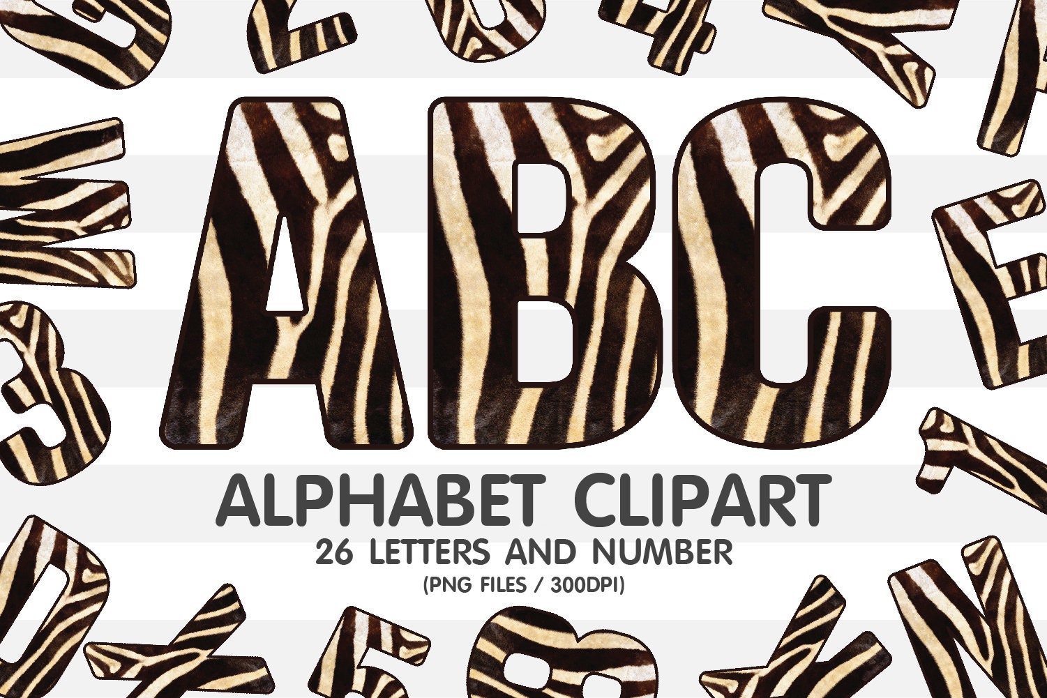 Safari Animal Skin Texture Alphabet Sublimation Clipart PNG, Number & A ...